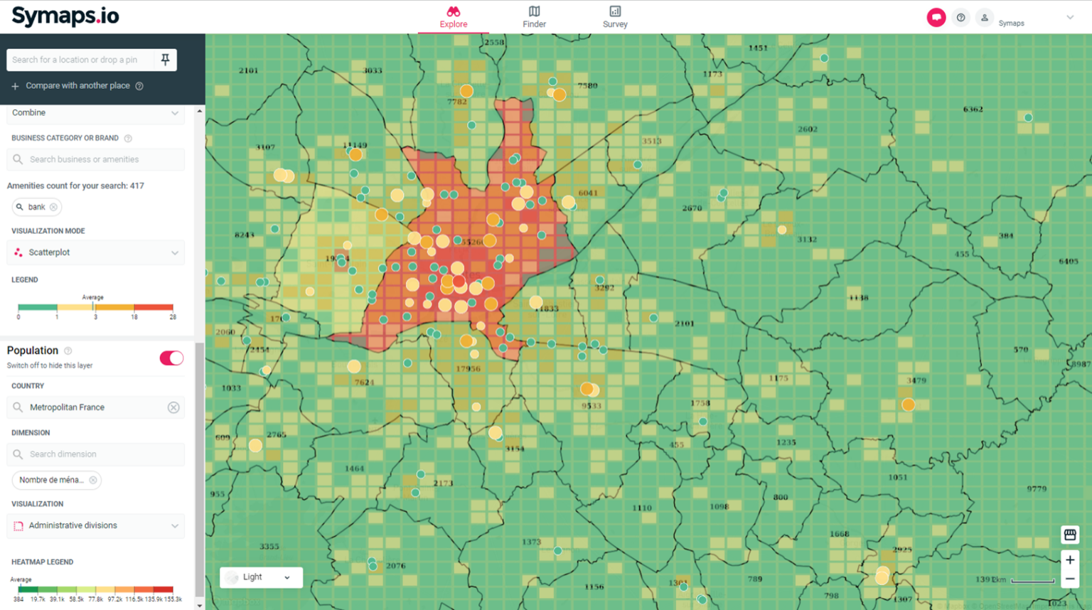 Geomarketing application features for site selection